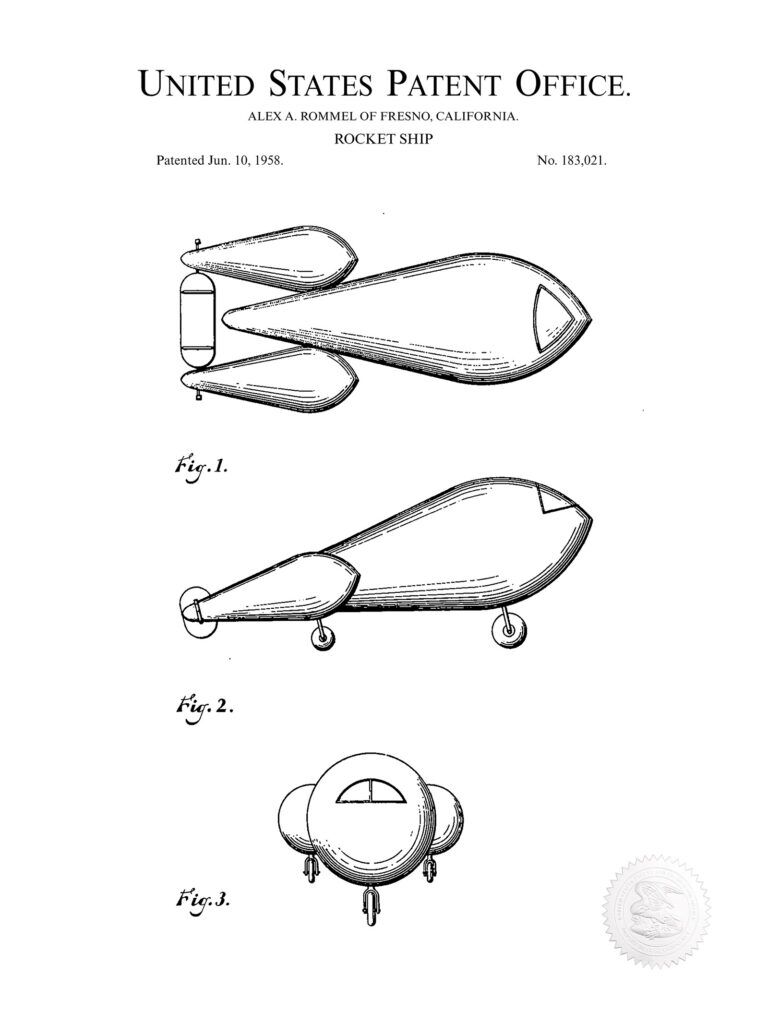 Retro Rocket Ship | Print of 1958 Patent