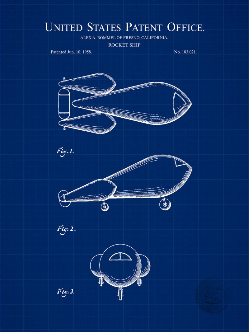 Retro Rocket Ship | Print of 1958 Patent