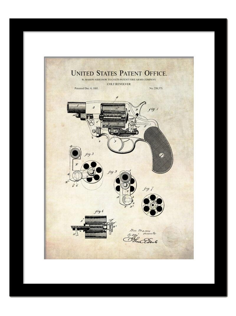 Colt Revolver Design | 1881 Patent | Classic Firearm Print