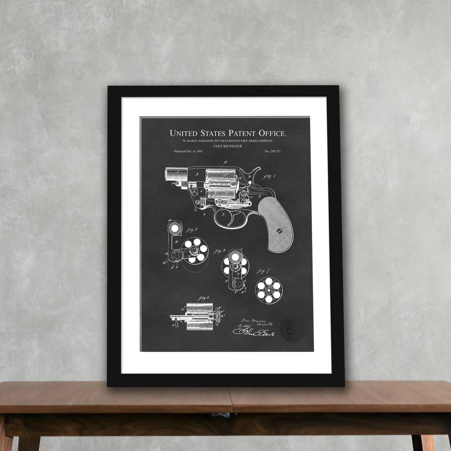 Colt Revolver Design | 1881 Patent | Classic Firearm Print