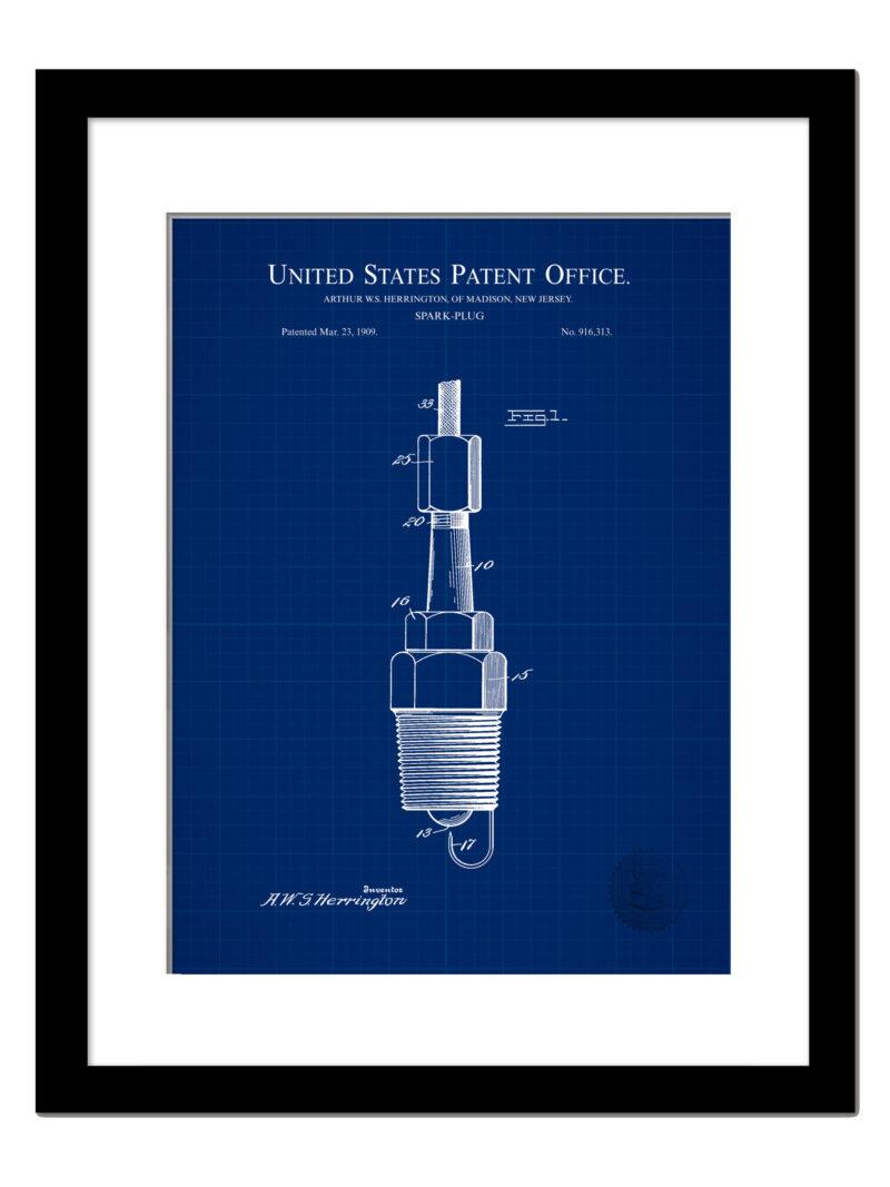 Spark Plug | 1909 Engine Component Patent Print
