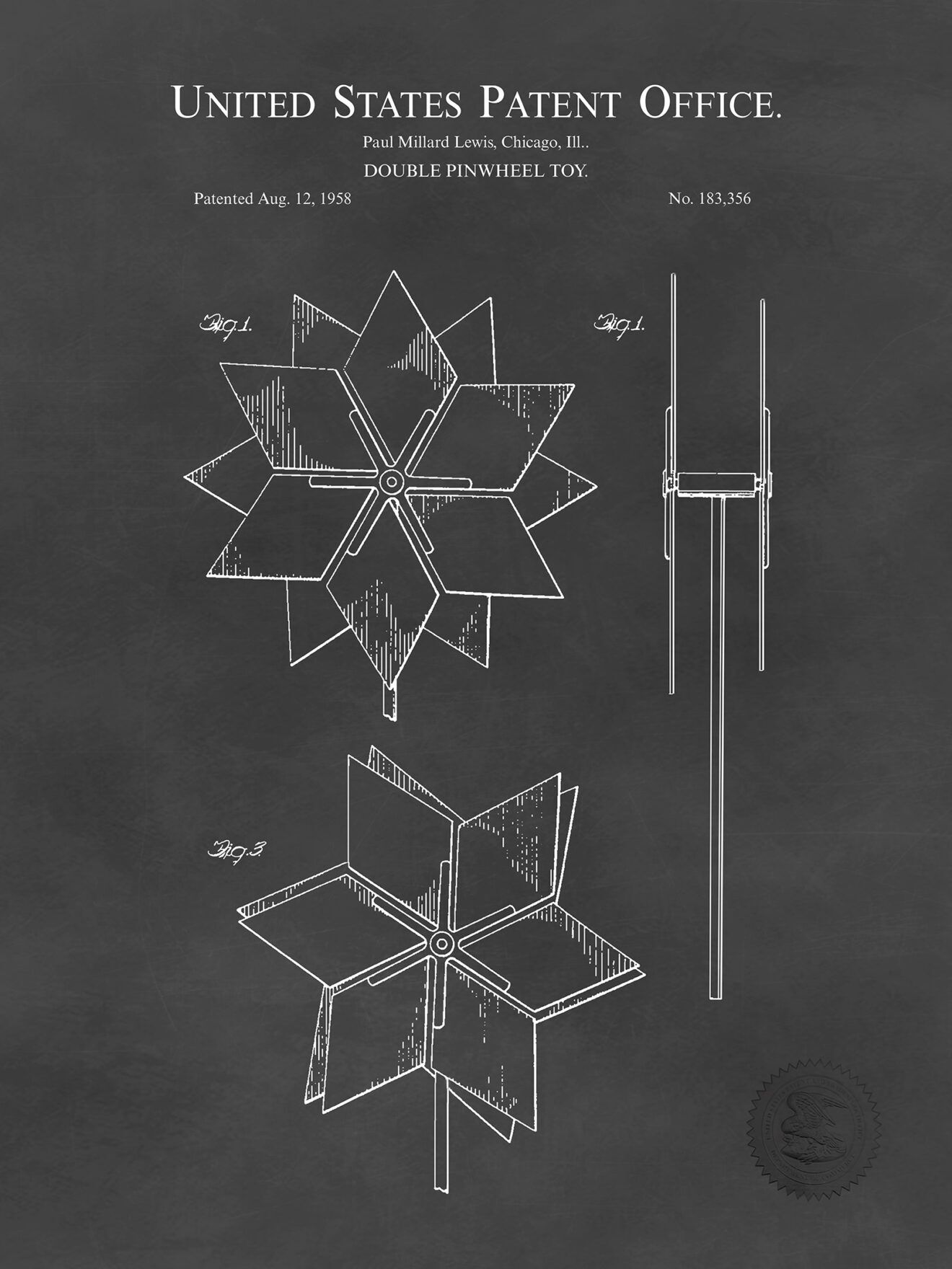 Vintage Pinwheel | 1958 Patent Print | Nursery Decor