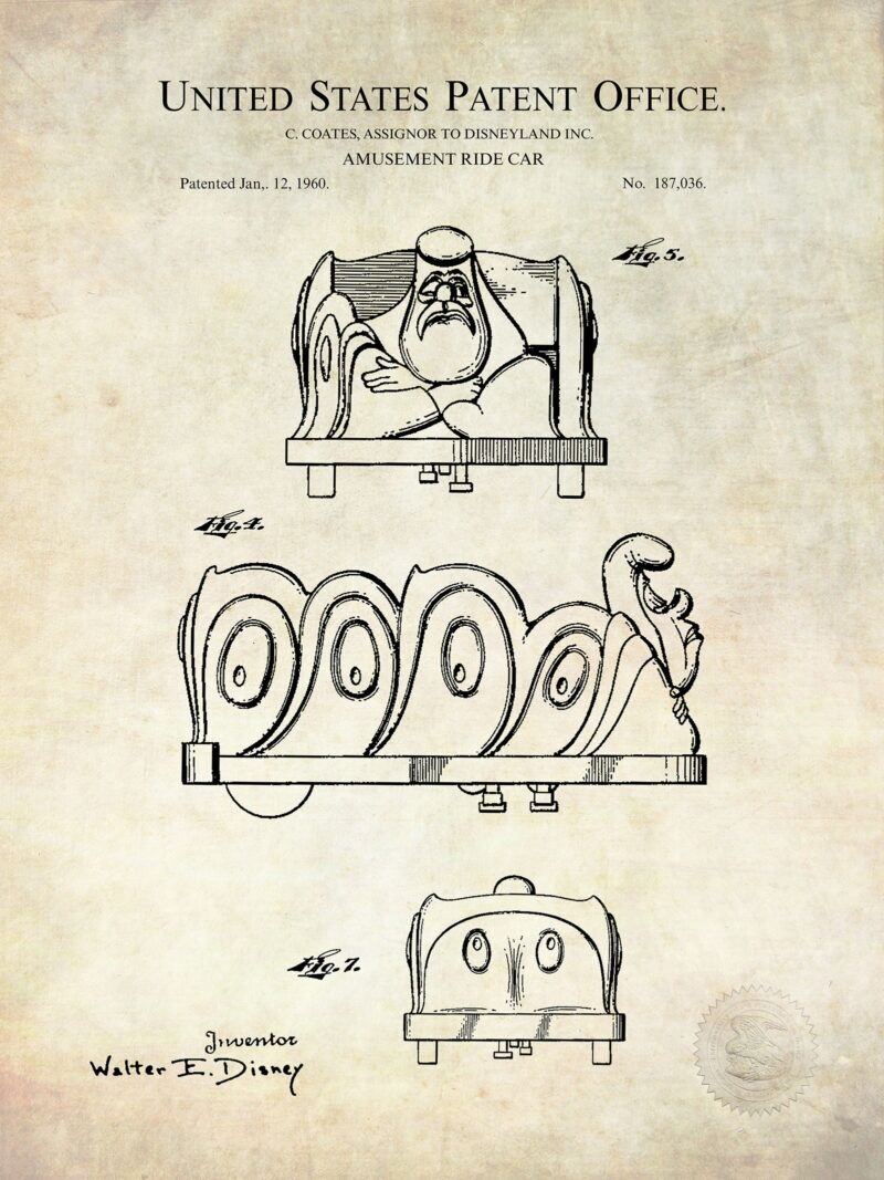 Classic Disneyland Ride Patent Prints