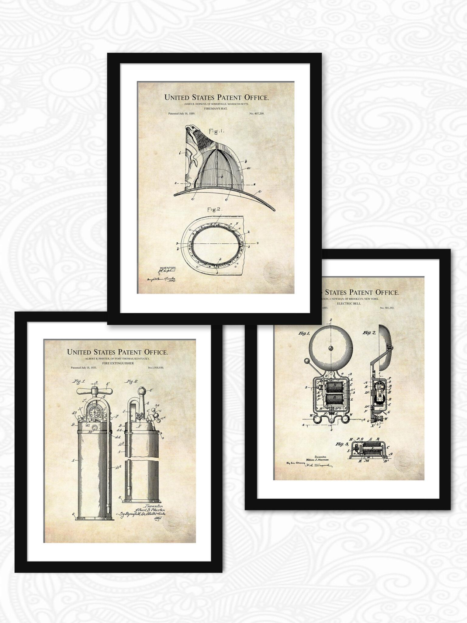 Classic Firefighter Equipment Patents Prints