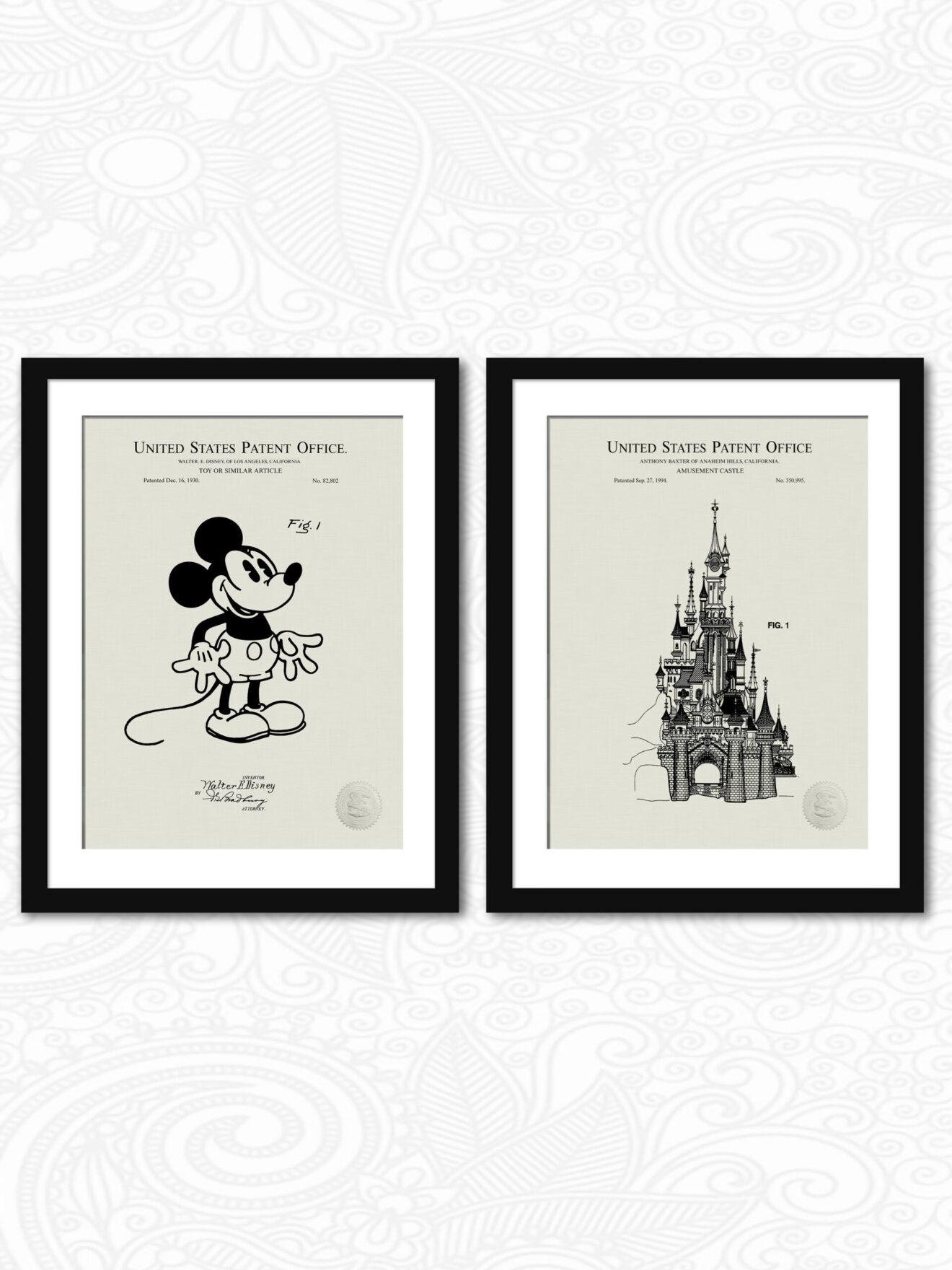 Prints of Disneyland Castle & Mickey Mouse Patents
